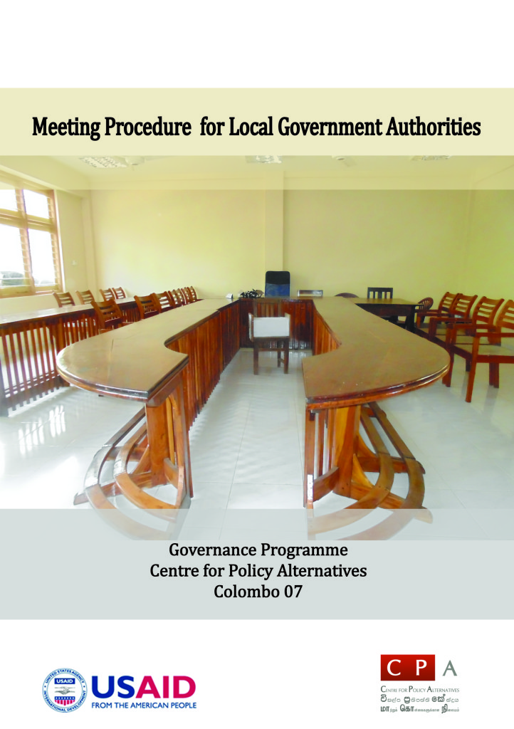 Meeting Procedure for Local Government Authorities – Centre for Policy Alternatives